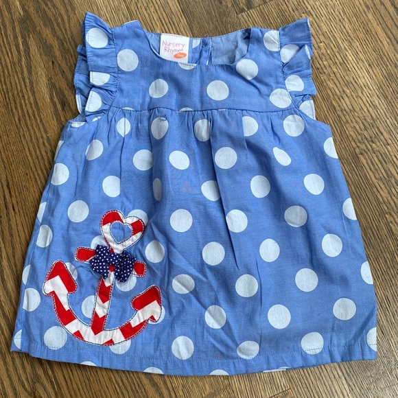 Nursery Rhyme | Dresses | Adorable Little Girls Polka Dot Dress With Red And White Anchor 24m ...